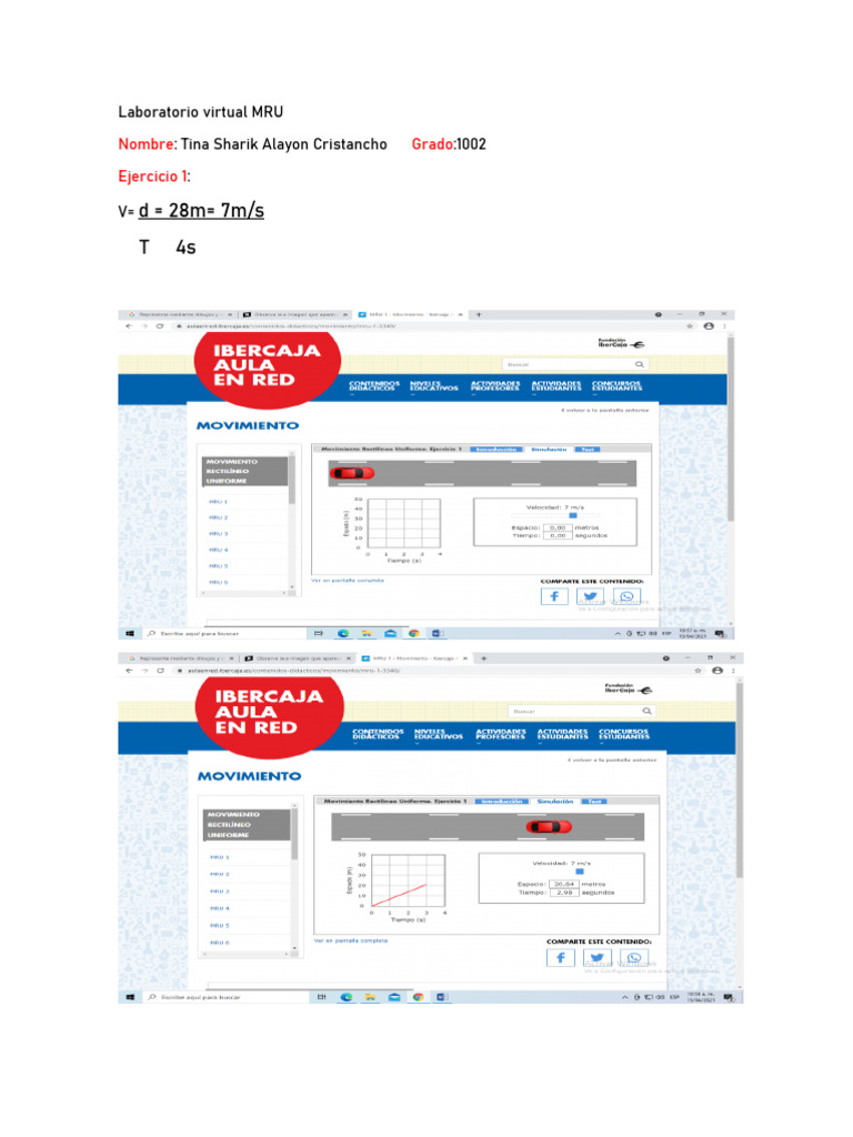 Laboratorio Virtual MRU,Tina Sharik Alayon Cristancho ,1002, | PDF