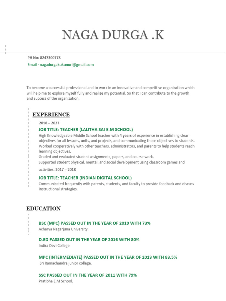 Naga Durga Resume 1 | PDF