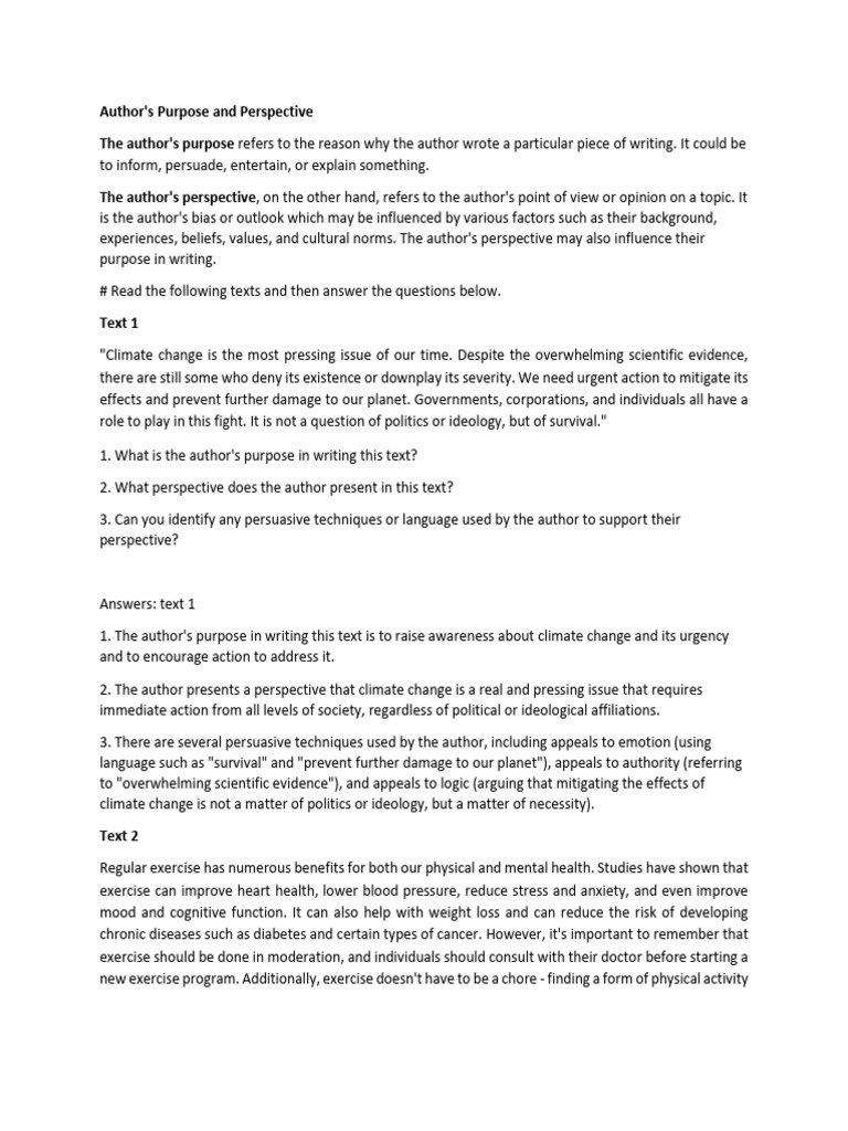 Author's Purpose and Perspective | PDF | Critical Thinking | Thought