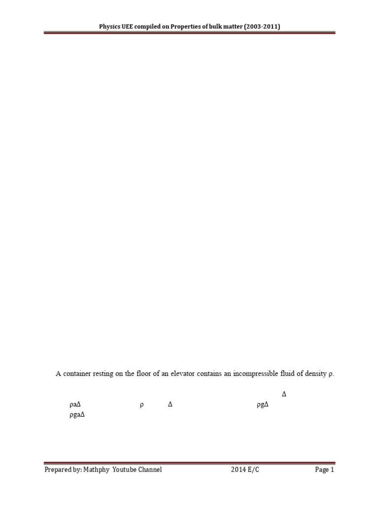 Properties of Bulk Matter in Physics UEE | PDF | Elasticity (Physics ...
