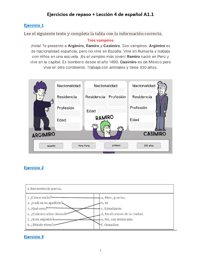 Lección 4 de Español A1.1 | PDF