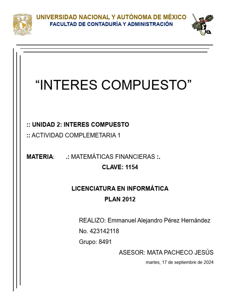 U2 Act - Comp.1 Perez Hernandez Emmanuel Alejandro | PDF | Interés compuesto | Estadísticas ...