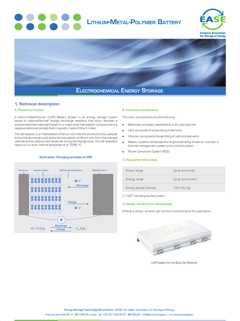 EASE TD Electrochemical LMP | PDF | Lithium Ion Battery | Electrode