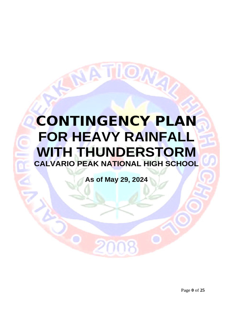 CONTINGENCY PLAN Sample | PDF | Flood | Thunderstorm