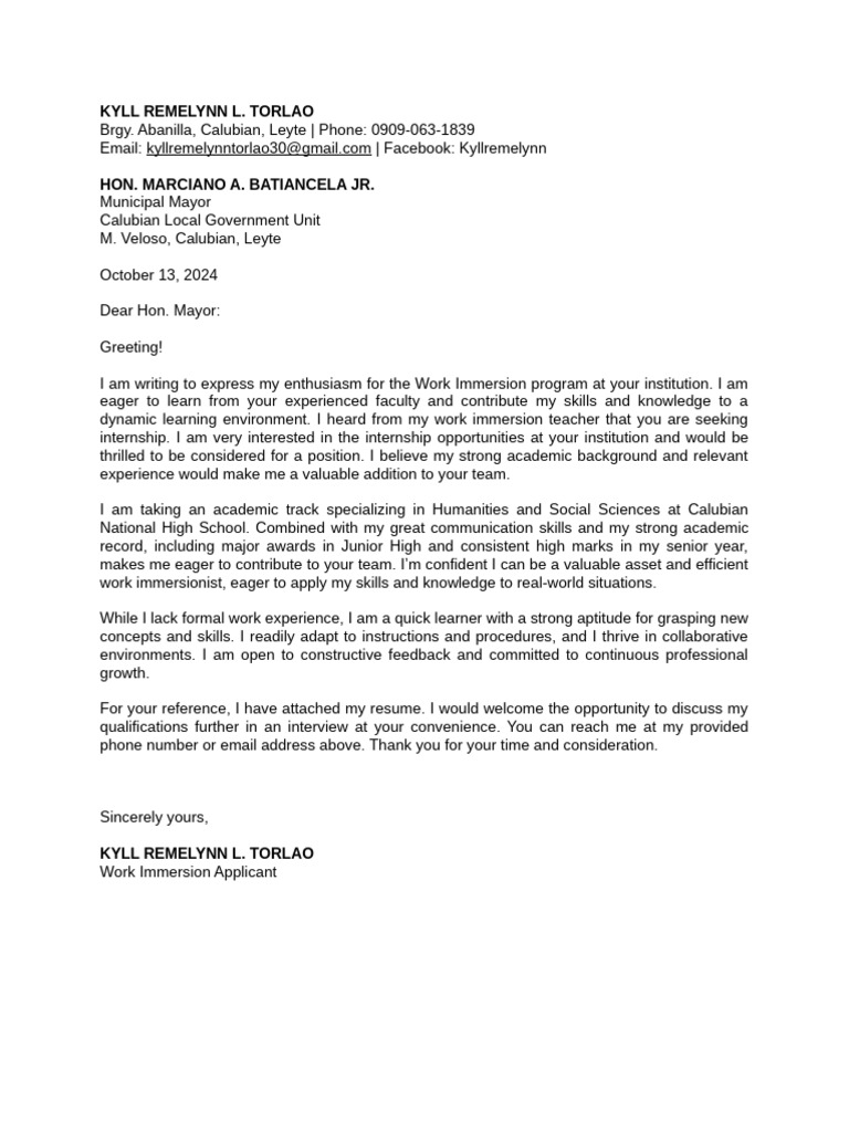 Application Letter | PDF