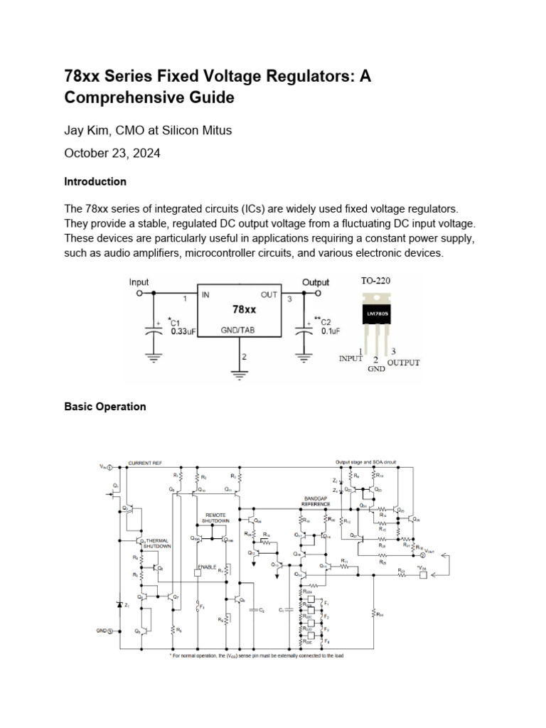 78xx Fixed Voltage Regulators | PDF | Amplifier | Power Supply