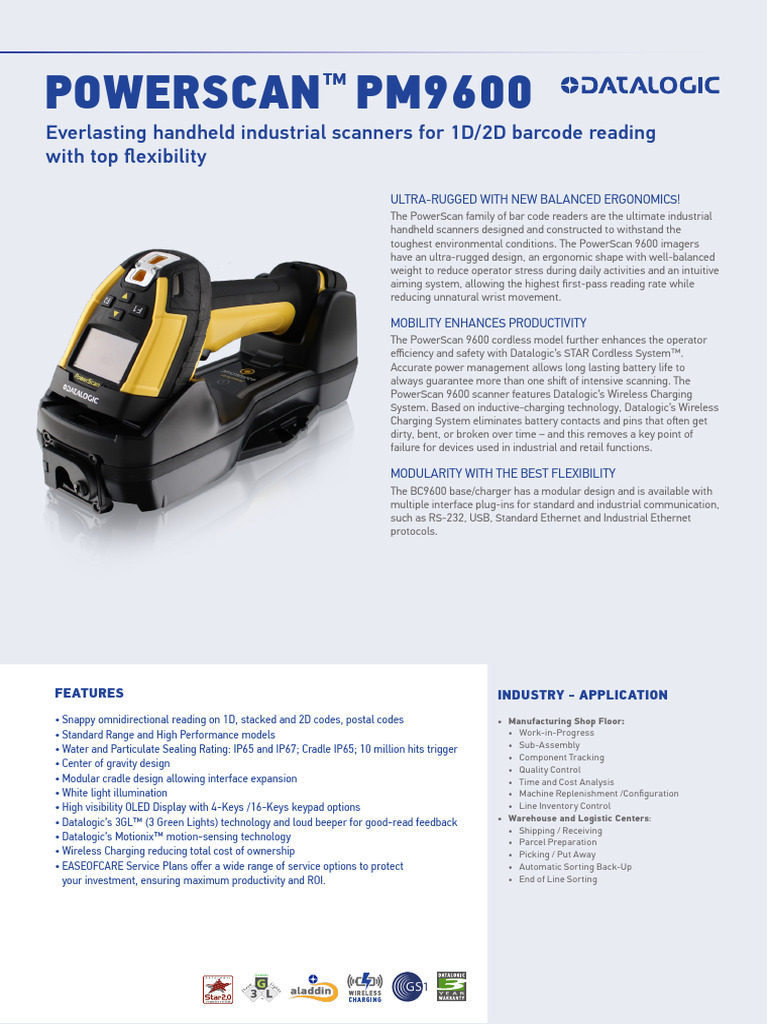 Datalogic Powerscan PM9600 Datasheet | PDF | Image Scanner ...