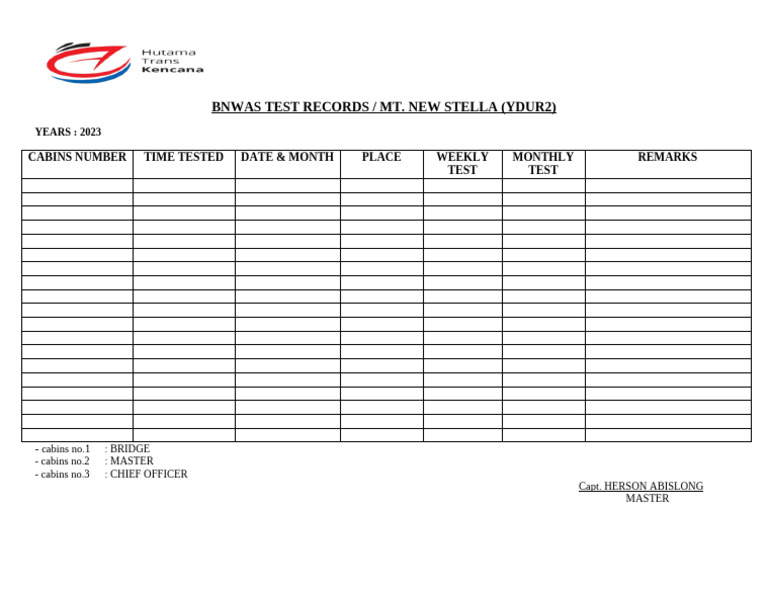 Bnwas Test Record Form | PDF