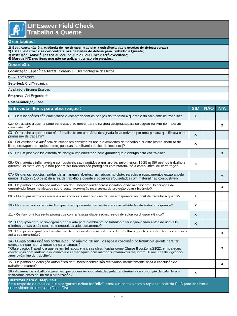 LIFEsaver Field Check - Trabalho A Quente | PDF | Calor