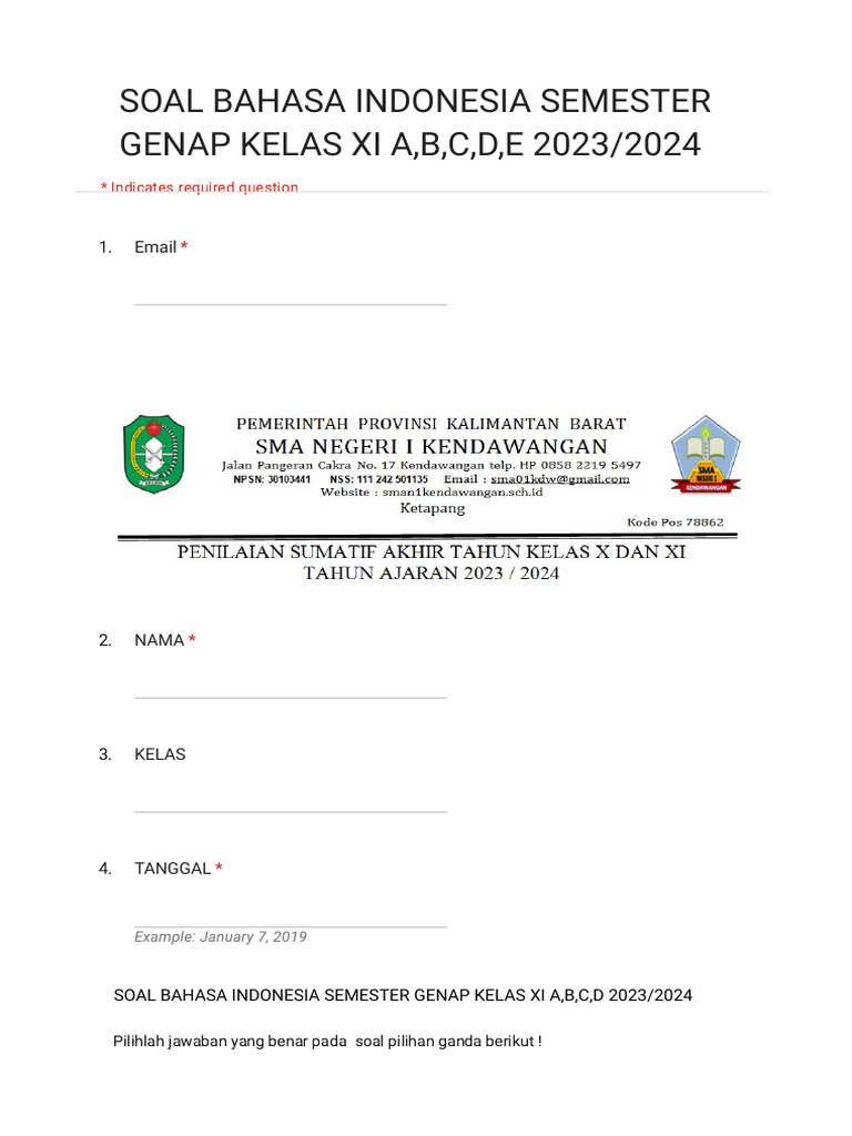 Soal Bahasa Indonesia Semester Genap Kelas Xi A, B, C, D, e 2023 - 2024 | PDF | Karier ...