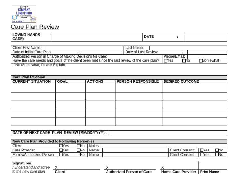 Care Plan Review-FOR LOVING HANDS CARE | PDF | Finance & Money Management