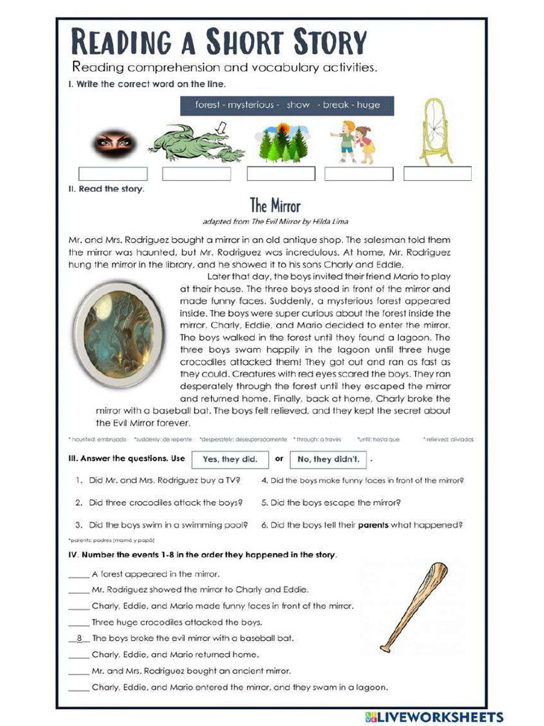 Reading A Short Story Worksheet | PDF