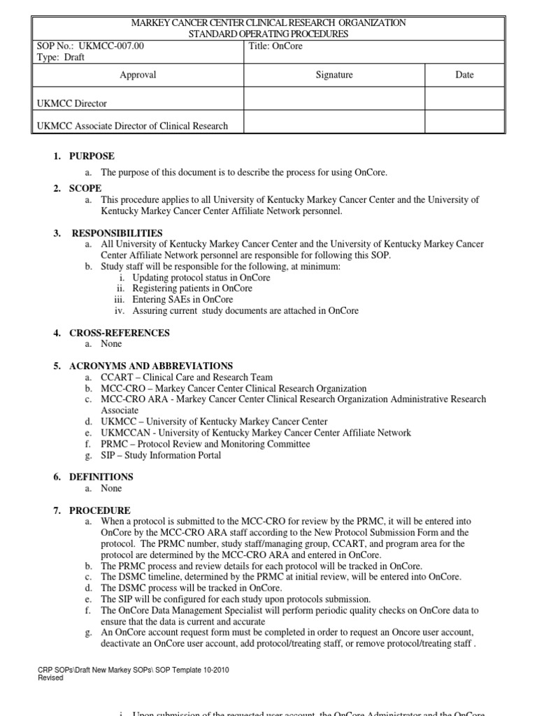On Core Sop | PDF | Clinical Trial | Session Initiation Protocol