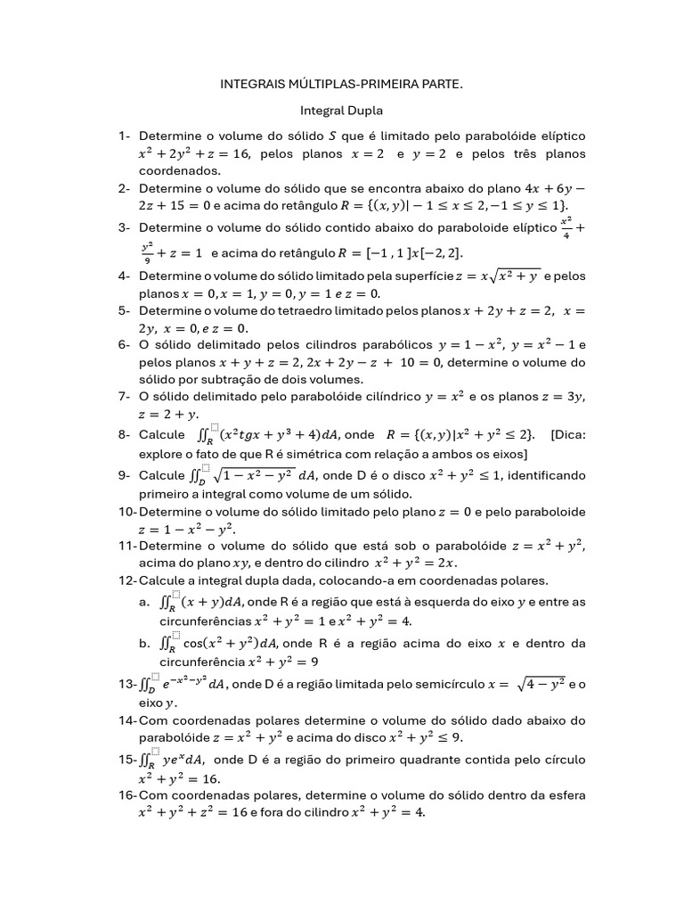 Cálculo de Volumes e Áreas com Integrais Múltiplas | PDF | Triângulo ...