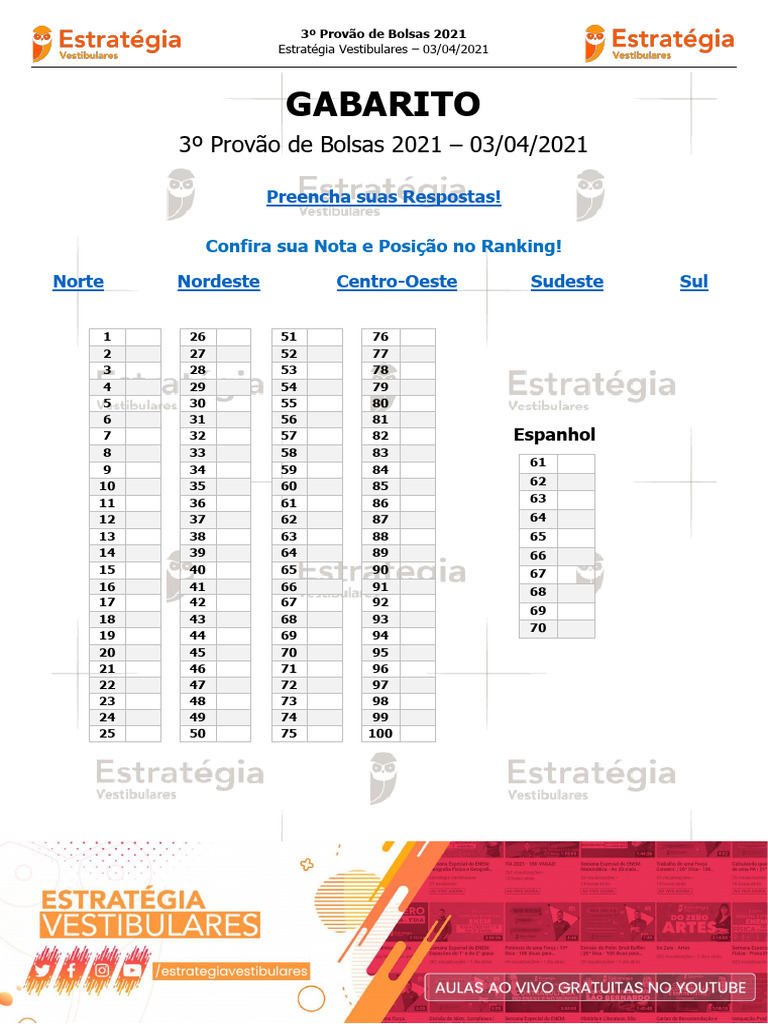 3o-Provao-de-Bolsas-2021_Gabarito- | PDF