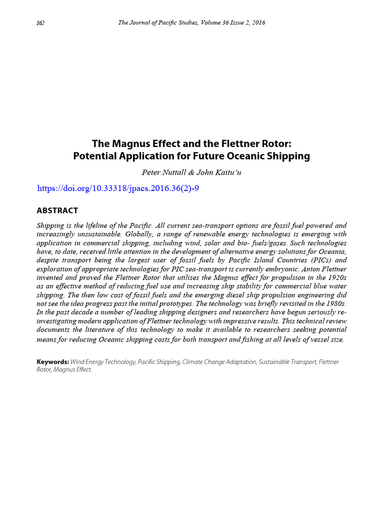 The Magnus Effect and The Flettner Rotor Potential Application For ...