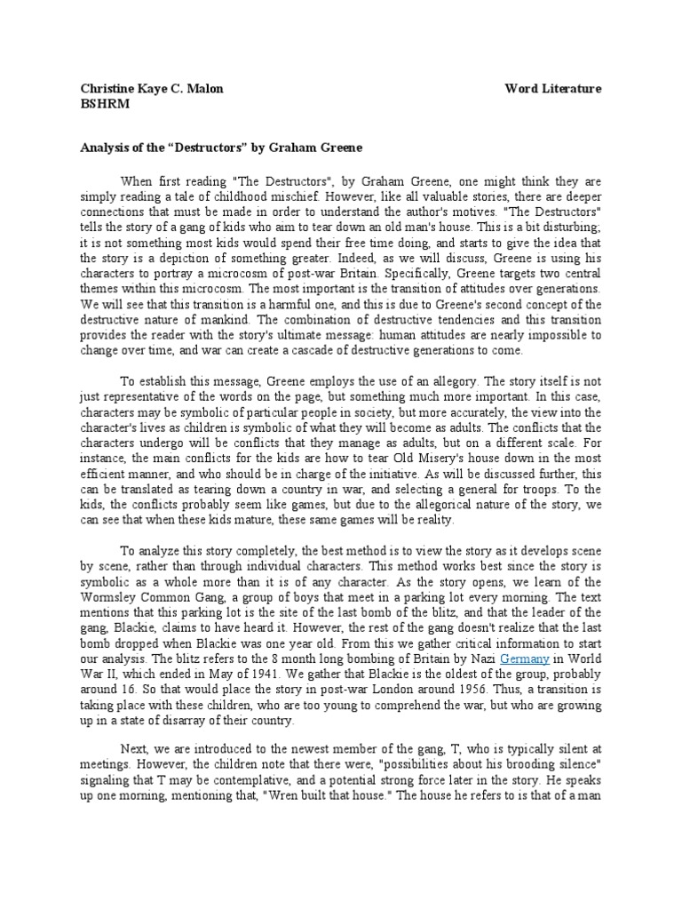 Analyzing "The Destructors" Themes | PDF | The Blitz | Poetry
