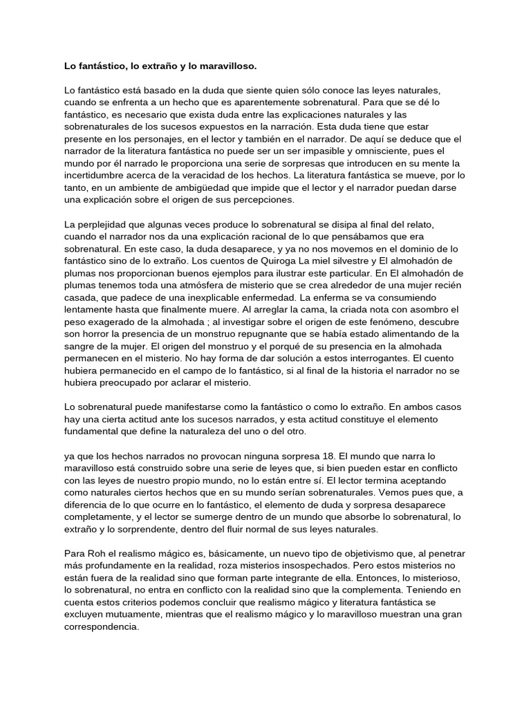 Lo Fantástico, Lo Extraño y Lo Maravilloso | PDF | Fantasía | Realismo ...