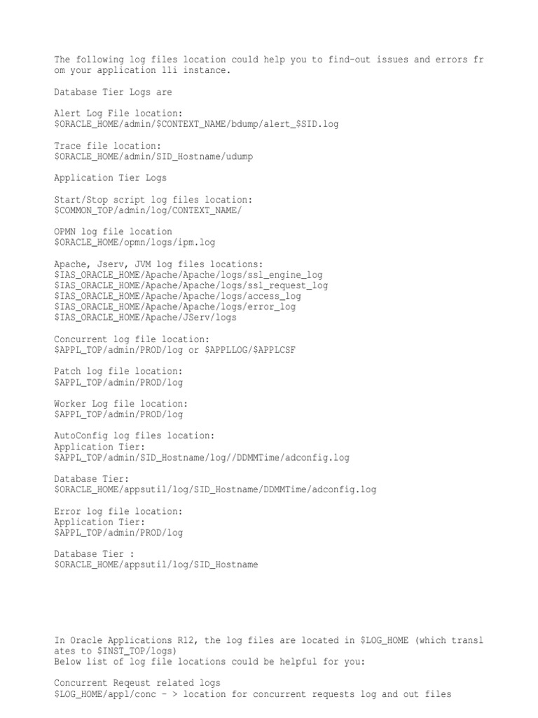 R11 And R12 Apps Log File Location Pdf