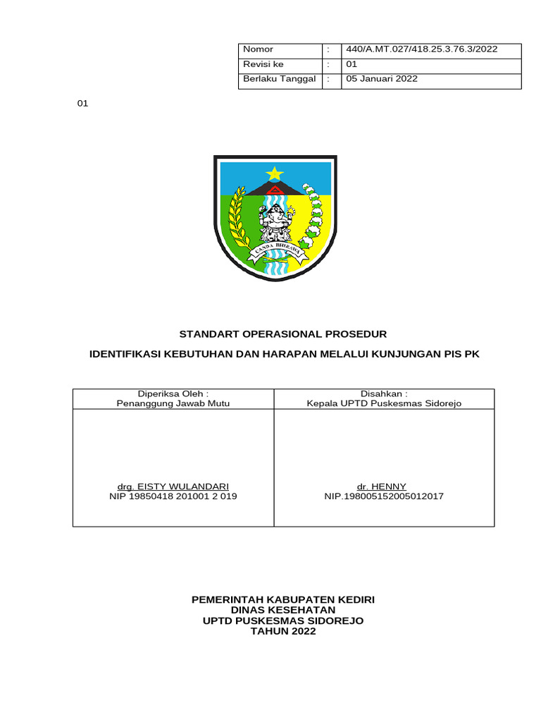 2.1.1 EP A SOP Identifikasi Kebutuhan Dan Harapan Melalui Kunjungan Pis ...