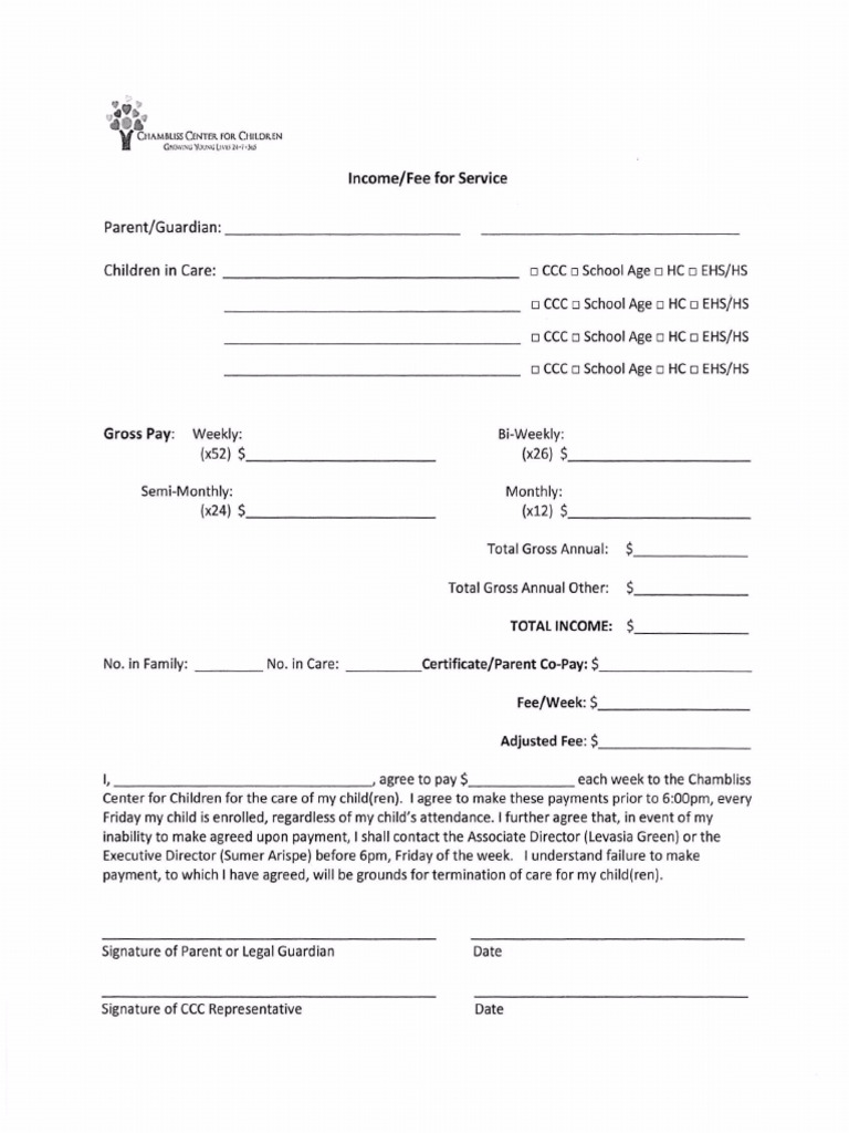 New Income Fee Review Paperwork. | PDF