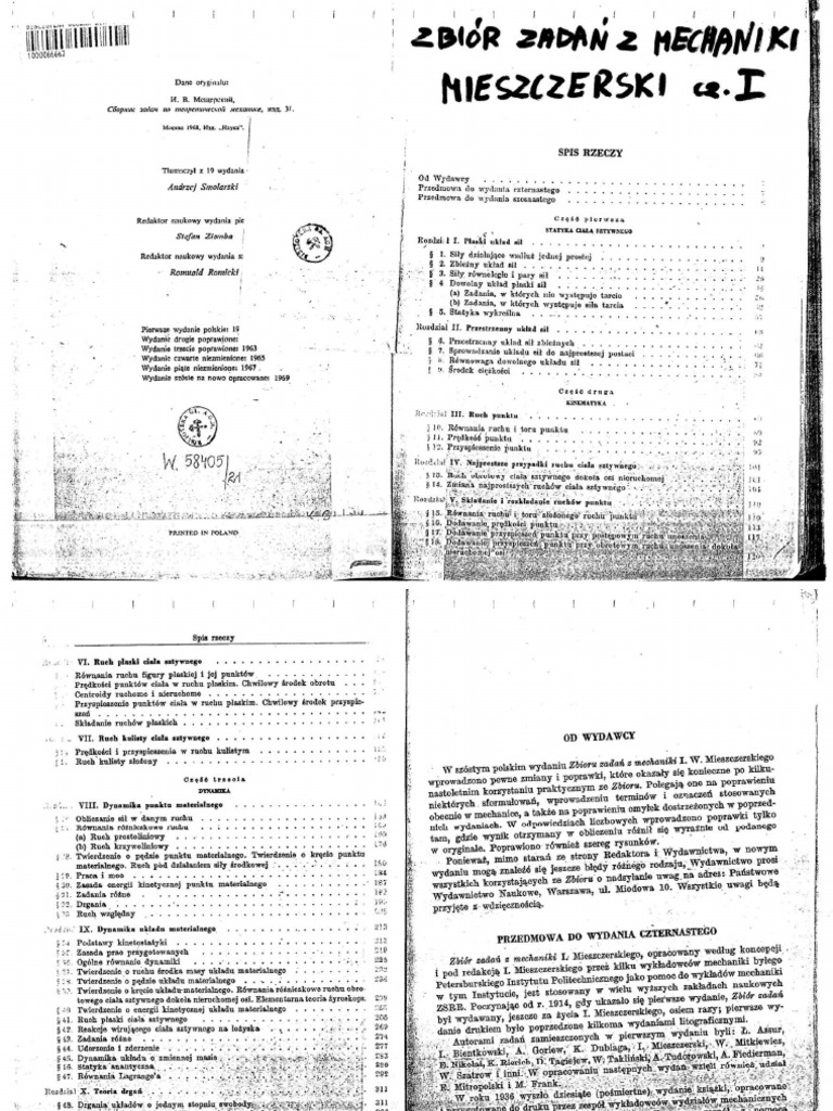 Imieszczerski Zbior Zadan Z Mechaniki Tom 1 | PDF