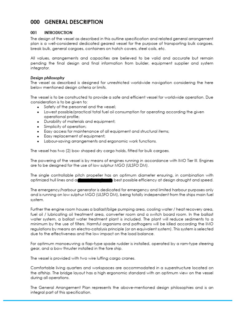 General spec incl class notation- 10,700DWT | PDF | Ships | Tonnage
