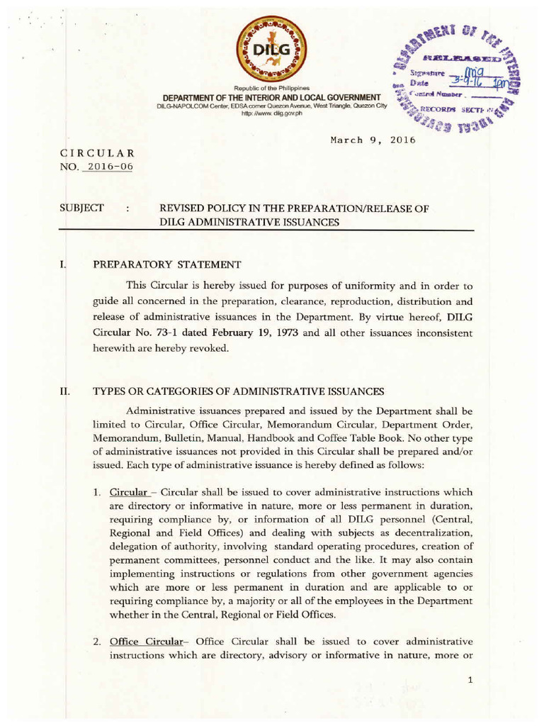 DILG Circular Re Adm Issuances | PDF | Books | Justice