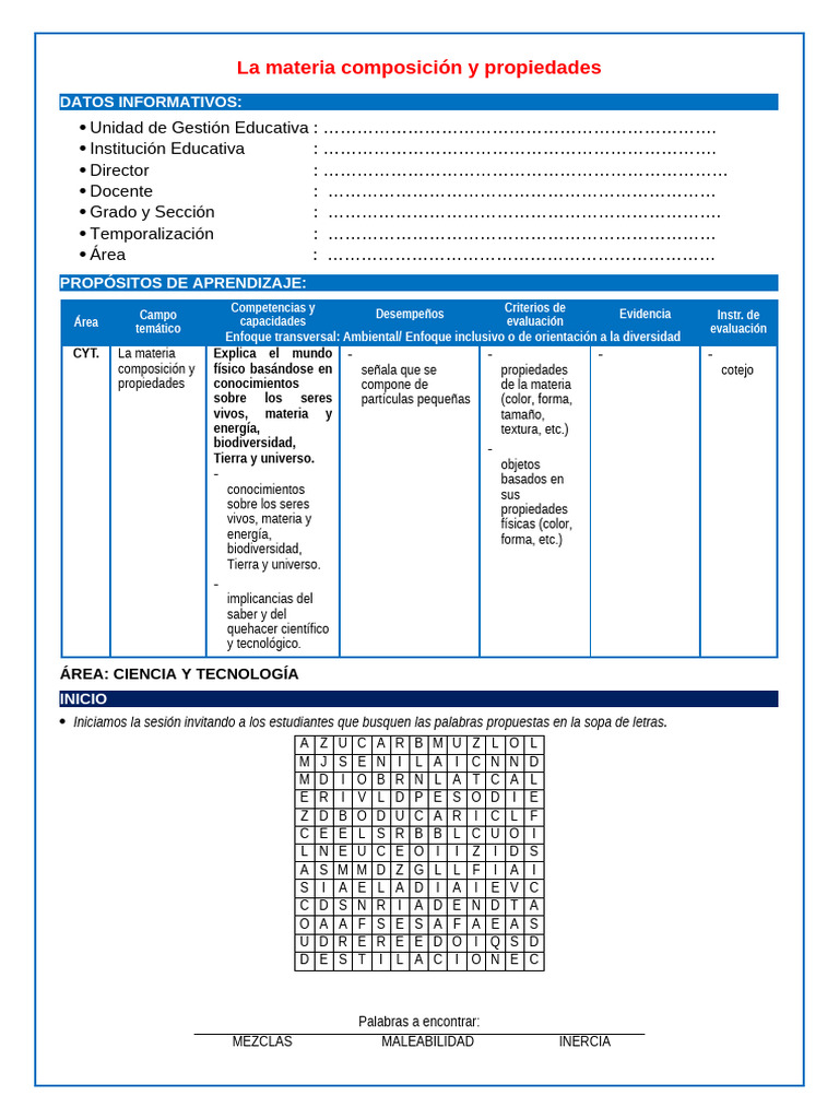 5° CyT - SESION | PDF | Importar | Masa