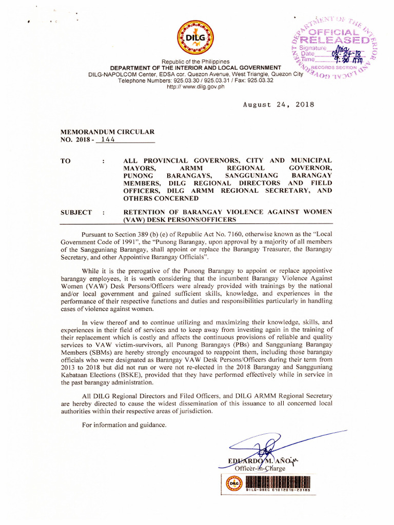 2018-144 Retention of Vaw Desk Officers | PDF