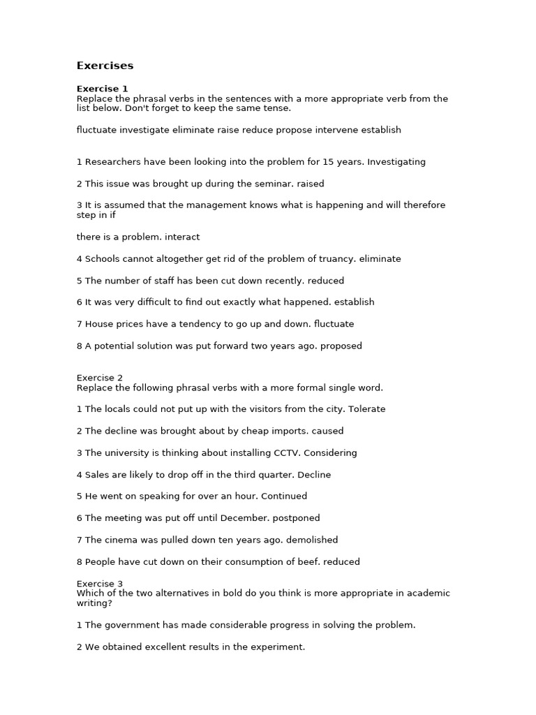 Academic Writing Exercises and Solutions | PDF | Business