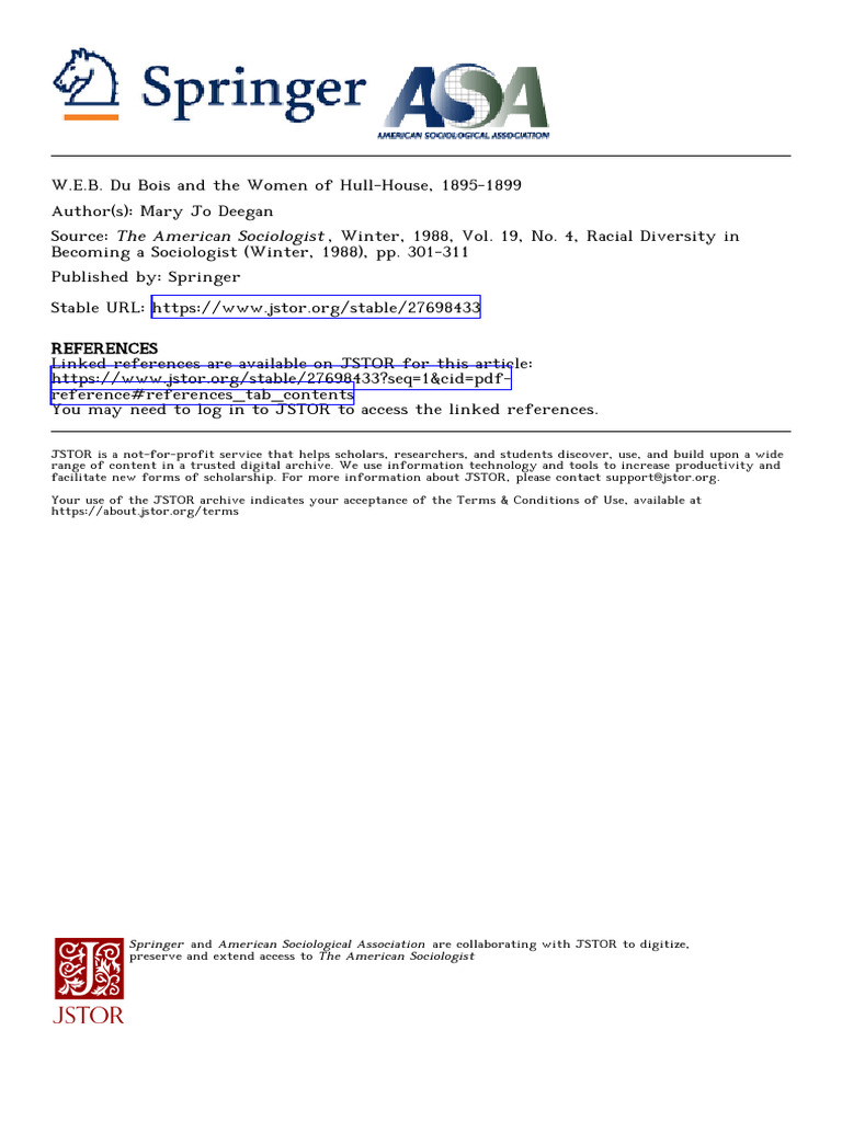 W.E.B. Du Bois and The Women of Hull-House, 1895-1899 | PDF | Sociology | W. E. B. Du Bois