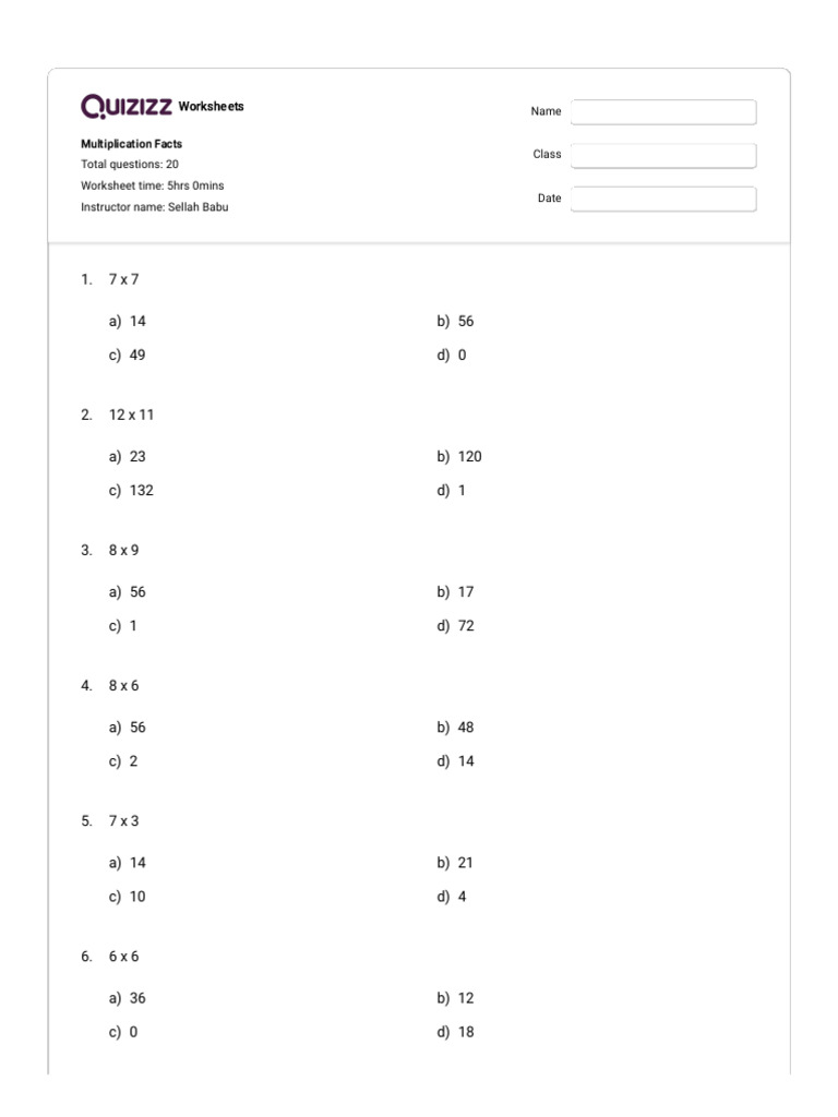 Multiplication Facts | PDF | Teaching Methods & Materials