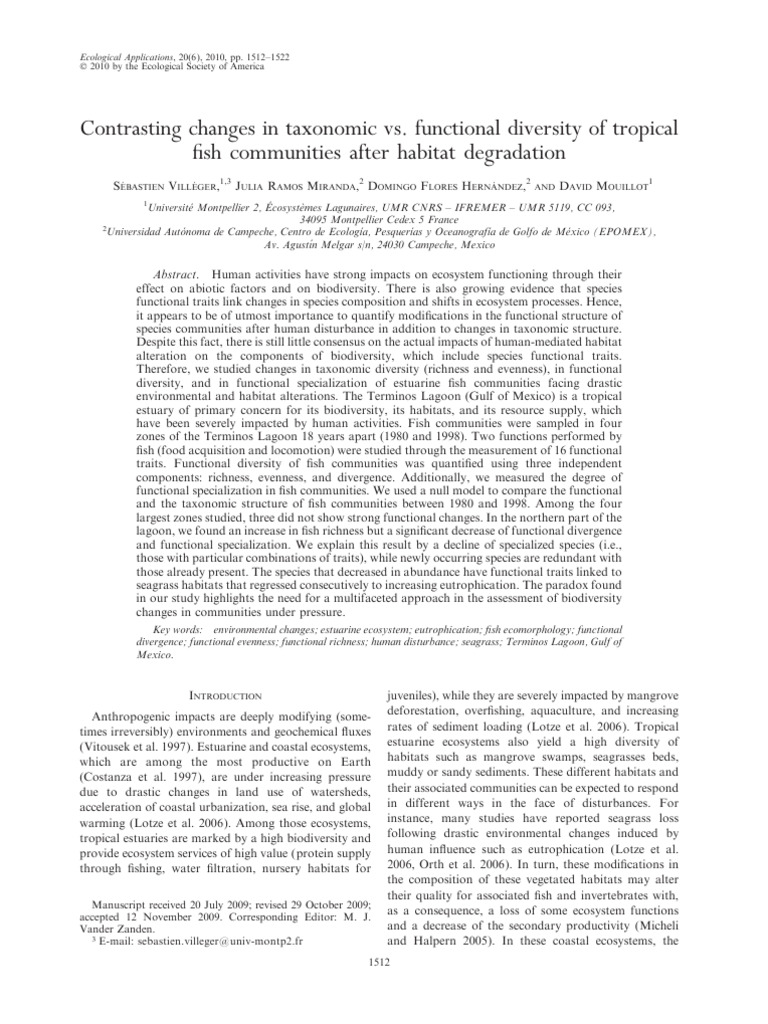 Ecological Applications - 2010 - Vill Ger - Contrasting Changes in ...