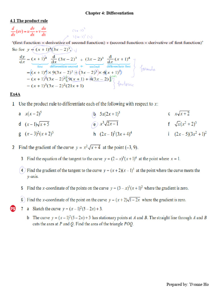 4 Differentiation | PDF | Equations | Subtraction