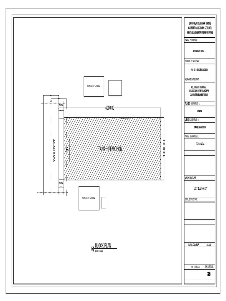 Tanah Pemohon: Block Plan | PDF