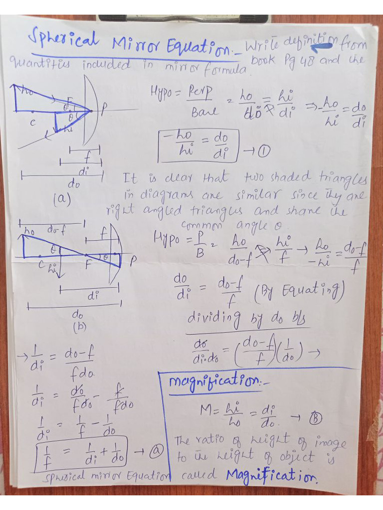 Mirror & Lens Equation | PDF