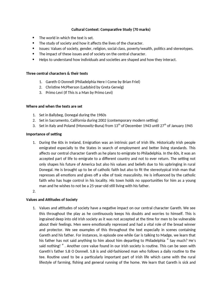 Cultural Context: Comparative Study (70 Marks) : TH TH | PDF | General ...