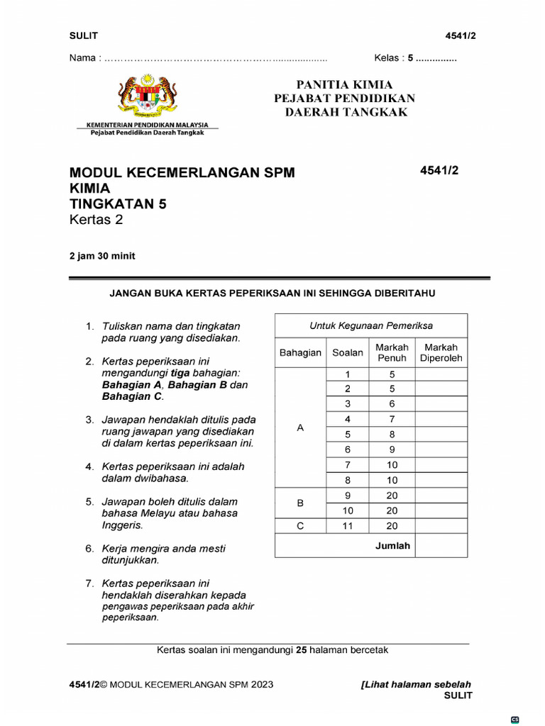 2023 Tangkak Kimia K2 | PDF