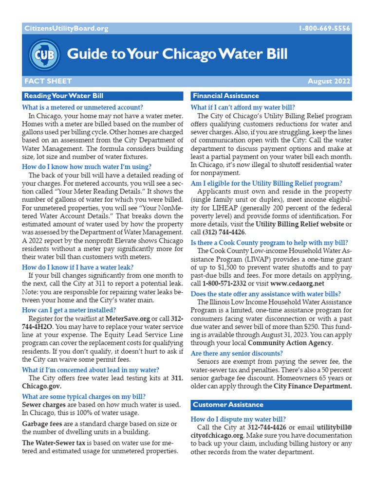 Chicago Water Fact Sheet | PDF | Fee | Economy Of The United States