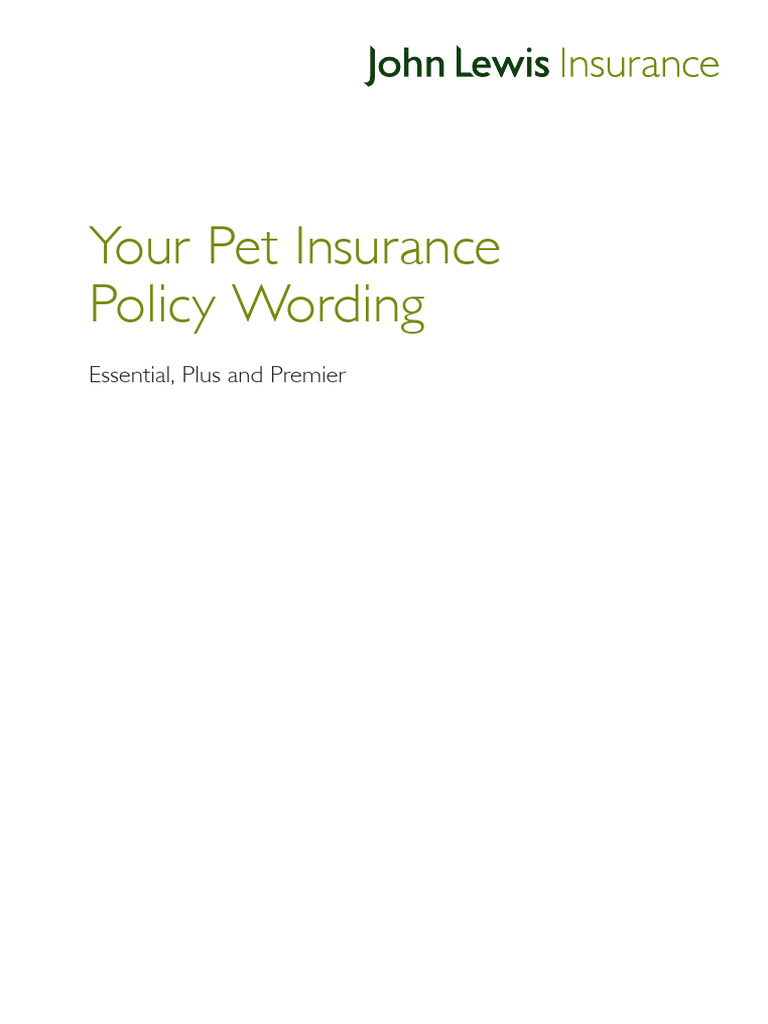 John Lewis Pet Insurance Policy Word - Ing | PDF | Legal Liability ...