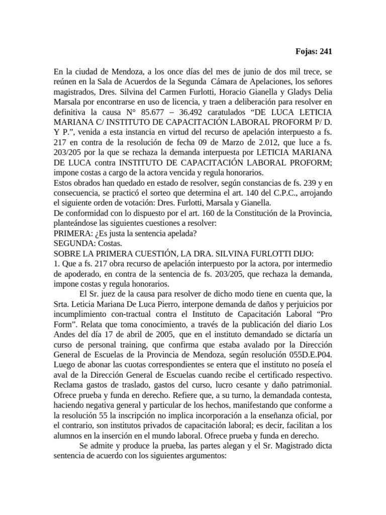 DEBER DE INFORMACION. EDUCACION. DE LUCA LETICIA MARIANA C. PROFORM ...