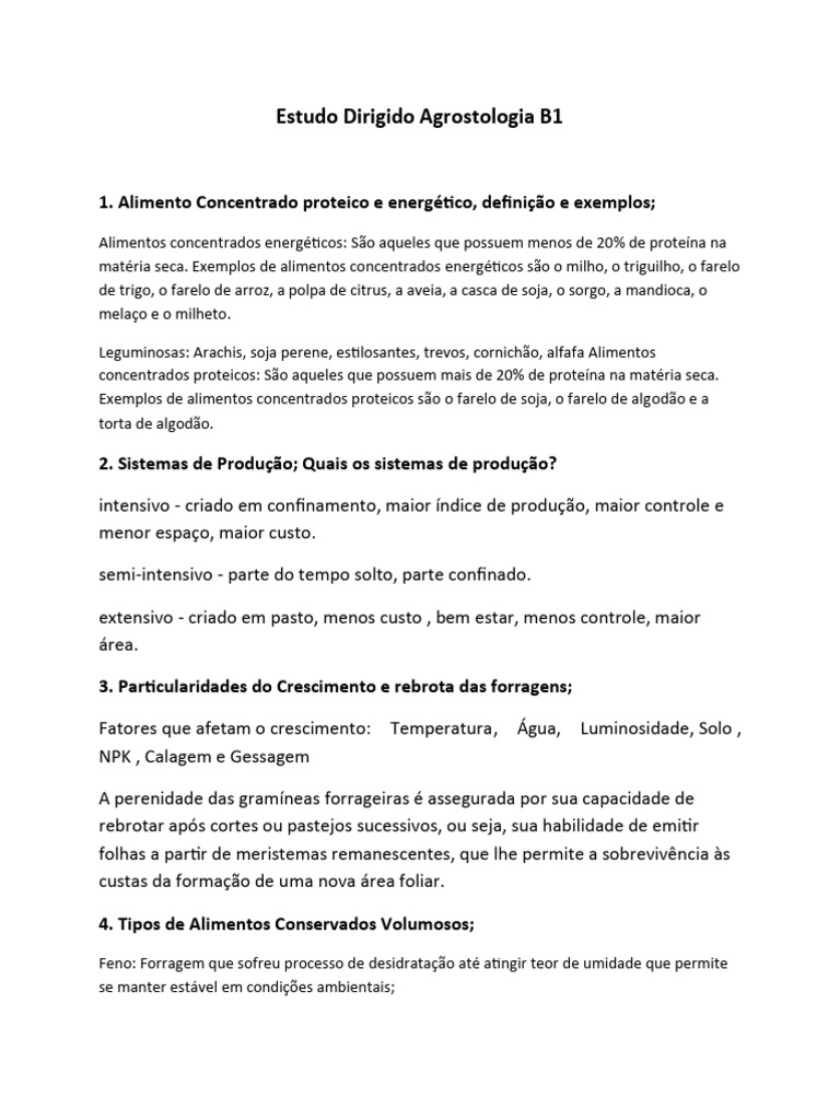 Agrostologia: Alimentos e Manejo de Pastagens | PDF | Agricultura