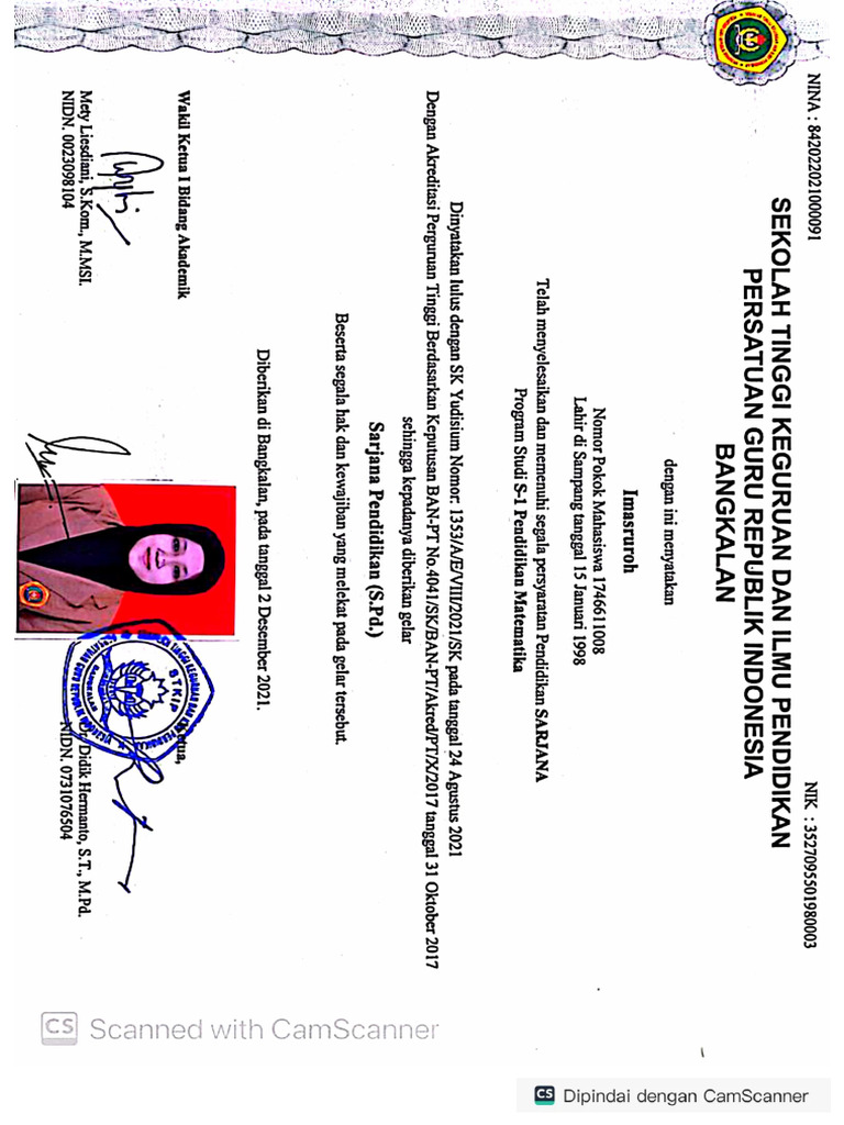 Ijazah S1. IMAS | PDF