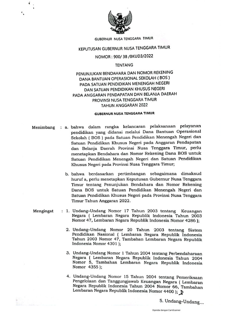 SK BEndahara BOS Tahun 2022 | PDF