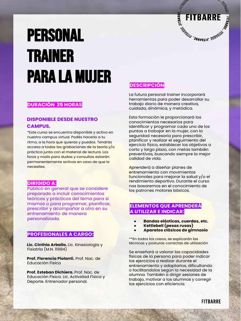 Curso Personal Trainer para La Mujer | PDF | Músculo | Resistencia
