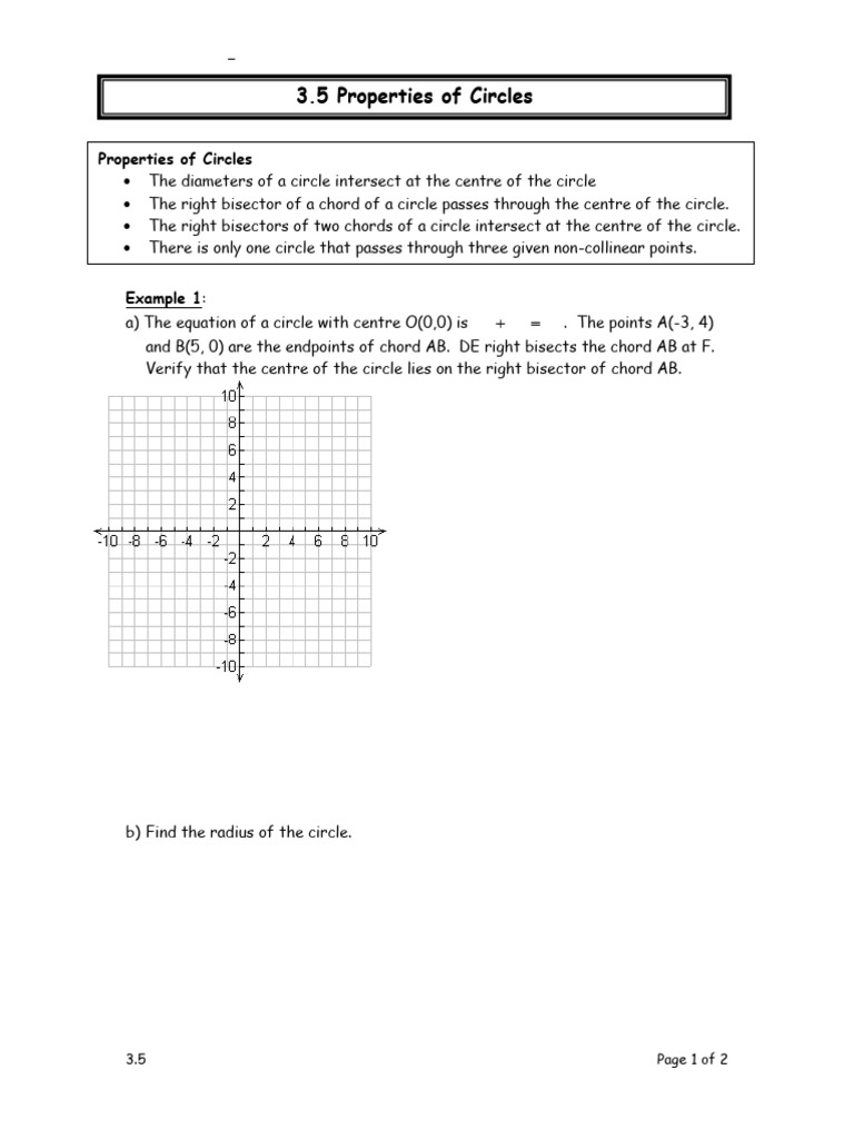 3.5 Properties of Circles | PDF | Teaching Methods & Materials
