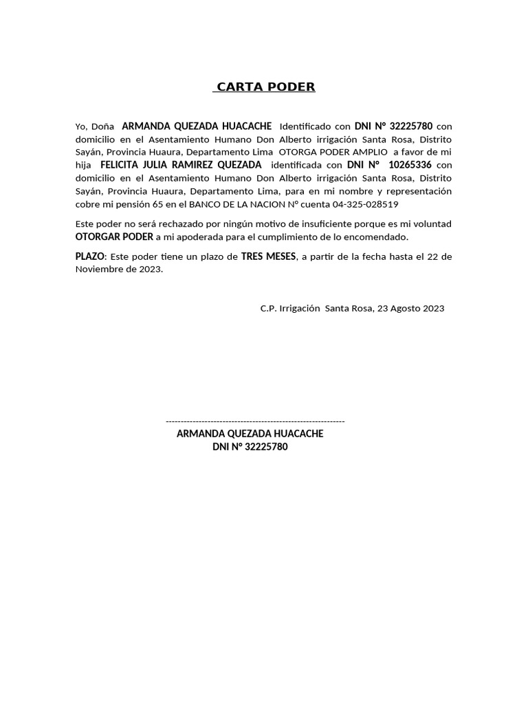 Carta Poder Armanda Quezada | PDF