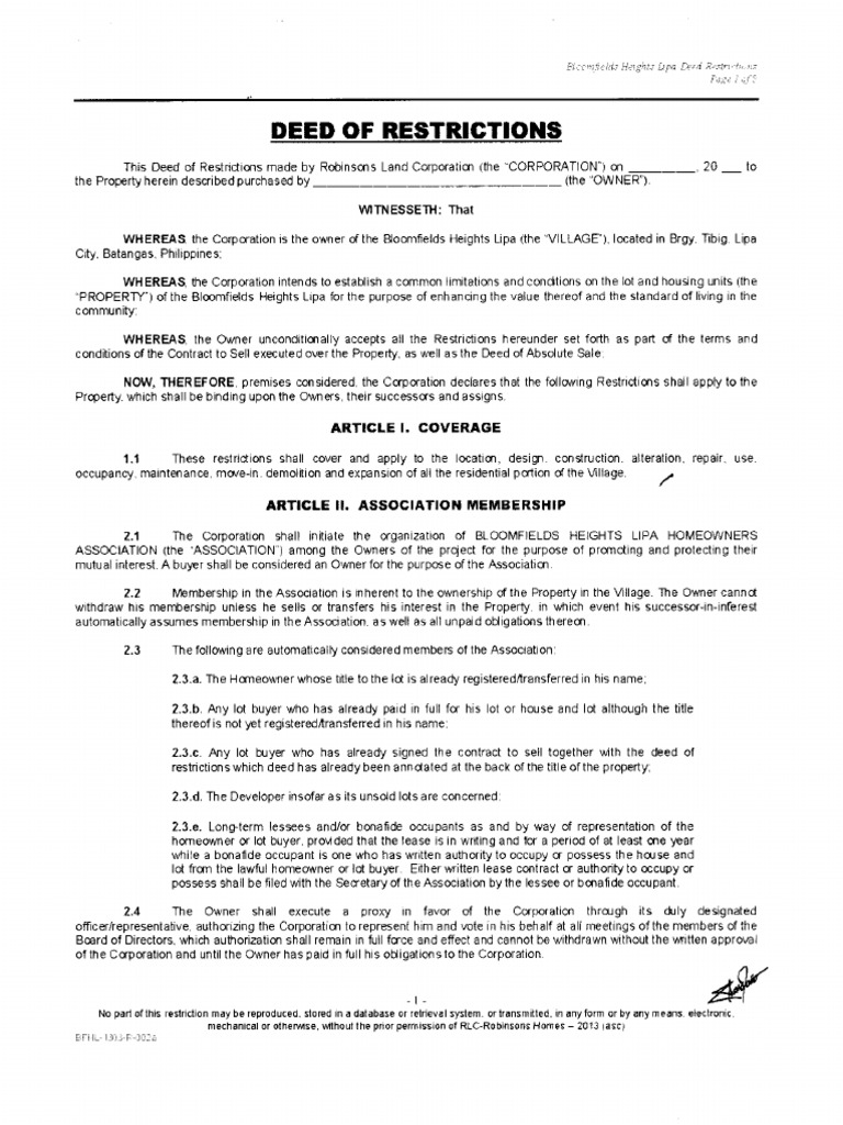 DEED-OF-RESTRICTIONS0 | PDF