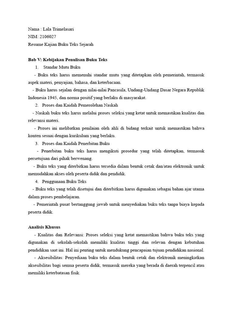 Lala Trimelasari - 2106027 - Resume Kajian Buku Teks Sejarah | PDF